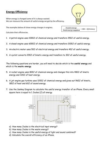 KS4 P1.7 Energy and efficiency | Teaching Resources