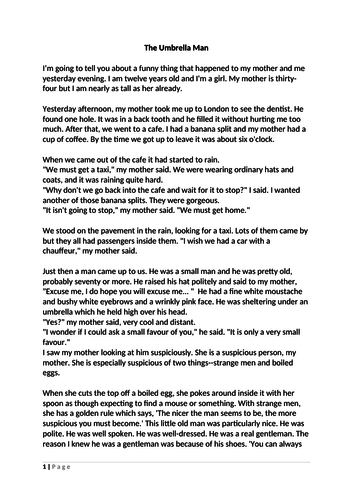 AQA Language Skills Revision using Roald Dahl's 'Tales of the ...