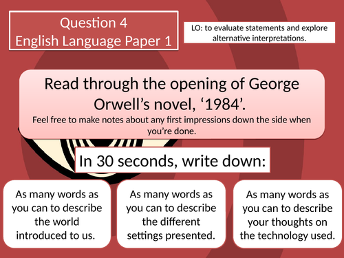 AQA Language Paper 1 - Question 4 | Teaching Resources
