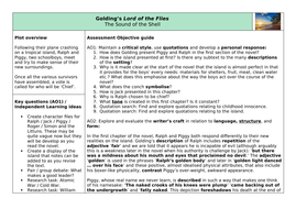 GCSE 9-1 Lord of the Flies Revision Unit Exemplar Chapter One ...