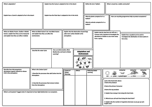 Ecology Adaptations and Environment Revision MAT and Question MAT ...