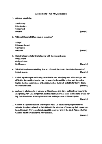 Criminal Law Assessment | Teaching Resources