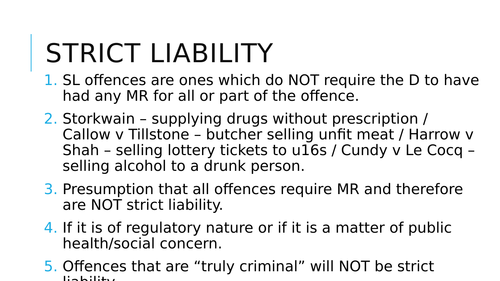 Criminal Law - Strict Liability Test | Teaching Resources