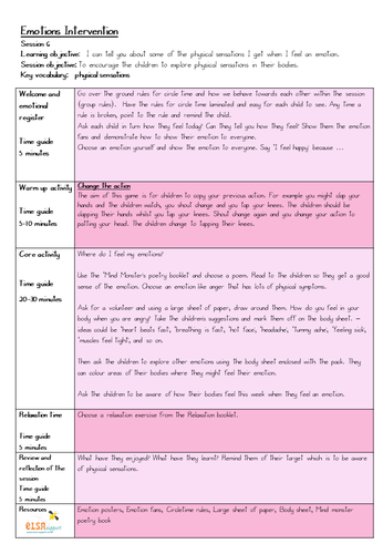 ELSA SUPPORT - Emotions Intervention - Mental Health, emotional ...