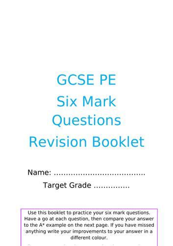 GCSE PE - Long Answer Questions and Model Answer Revision Booklet ...