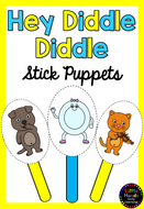Hey Diddle Diddle Nursery Rhyme Stick Puppets | Teaching Resources
