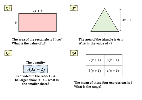 Solving Equations with Brackets - Challenge Questions | Teaching Resources