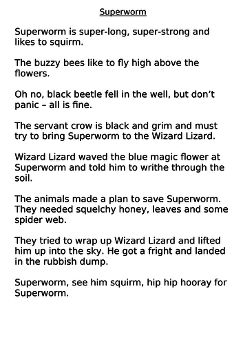 Resources for Superworm KS1 | Teaching Resources