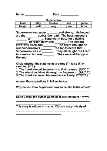 Resources for Superworm KS1 | Teaching Resources