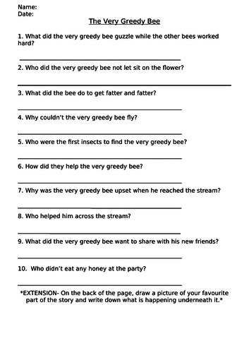 The Very Greedy Bee Resources KS1 | Teaching Resources