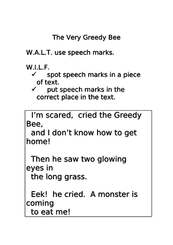 The Very Greedy Bee Resources KS1 | Teaching Resources