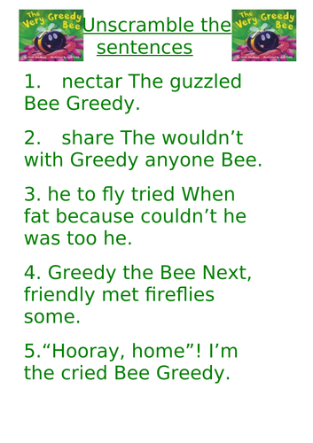 The Very Greedy Bee Resources KS1 | Teaching Resources