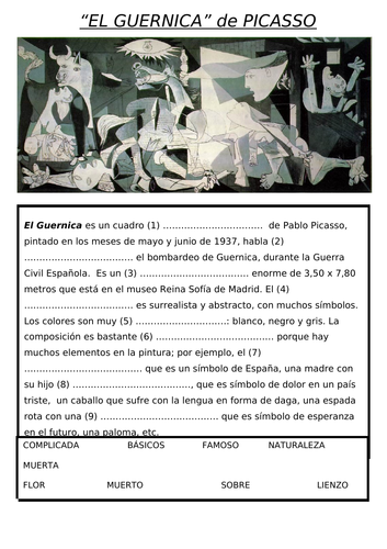 GUERNICA info sheet READING FILL IN BLANKS | Teaching Resources