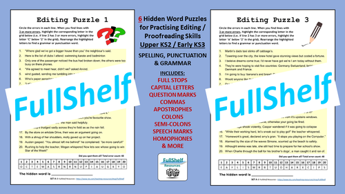 SPaG Activities Proofreading Worksheets | Teaching Resources