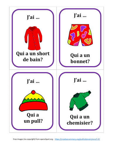 Les vêtements - Card Game | Teaching Resources