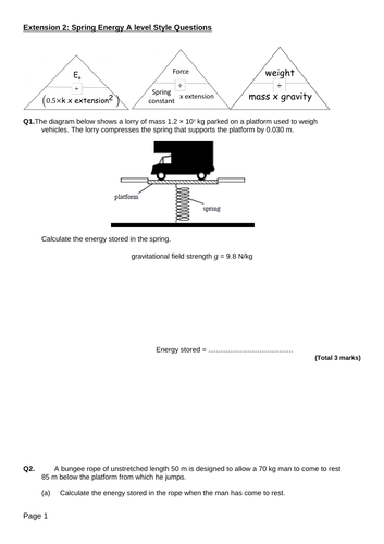 Elastic Potential Energy Complete Lesson, with scaffolded worksheets ...