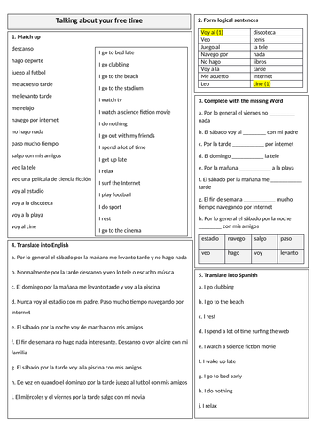 KS3 Spanish - Talking about hobbies in present and past (first person ...