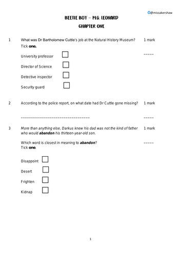 Y6 Reading paper questions SATS style | Teaching Resources