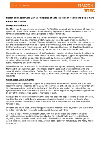 L3 BTEC Health and Social Care - Unit 7 (Safe Practice) - Learning Aim ...