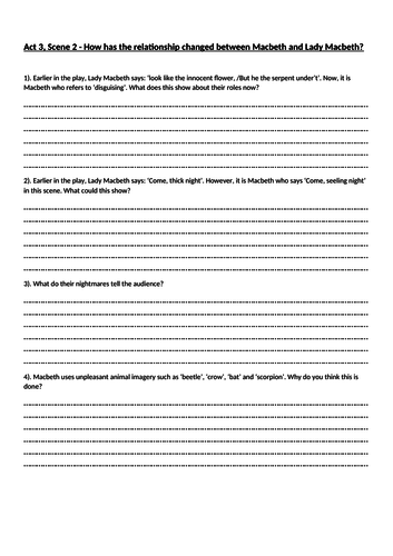 Macbeth - Act 3, Scene 2 and 4 - Banquo's Ghost | Teaching Resources