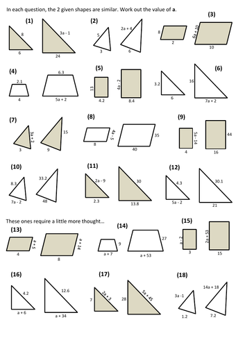 Similar Shapes and Linear Equations | Teaching Resources