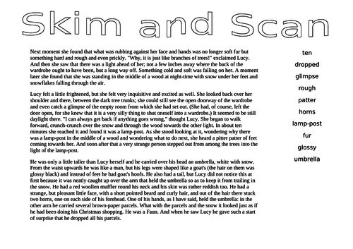 Skim and scan sheets | Teaching Resources