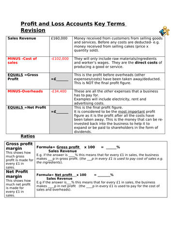 Profit and loss (income statement) and ratio analysis lesson -includes ...