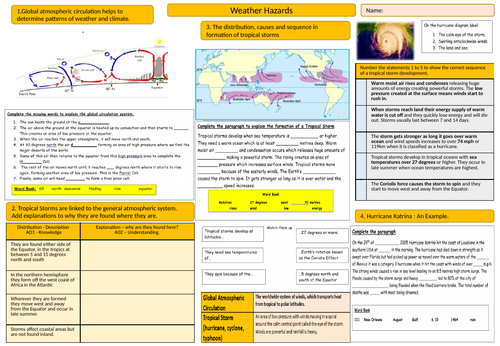 AQA 9-1: Weather Hazards A3 Revision Sheet | Teaching Resources