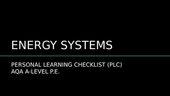 A-Level PE. Energy Systems. Revision Cards. | Teaching Resources