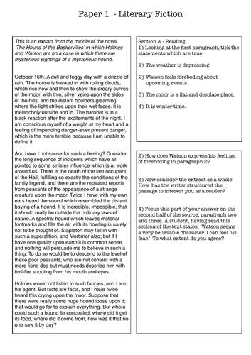 English Language GCSE Paper 1 (AQA style) | Teaching Resources