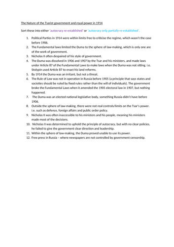 Edexcel: 2c.2: Russia: Change and continuity in the Russian government ...