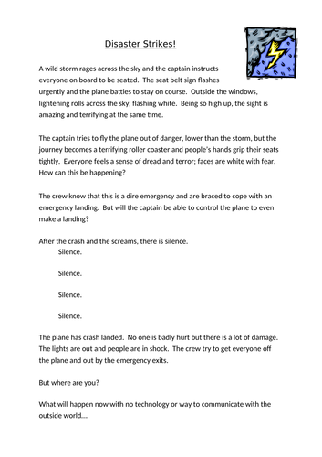 Year 7 Creative Writing Survival Theme based on AQA English Language ...