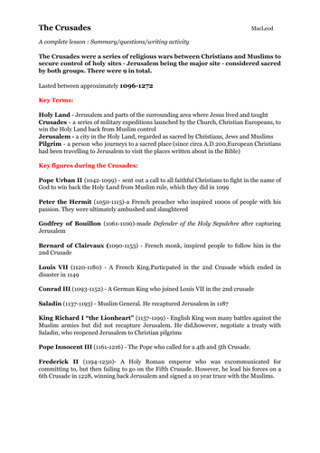 CRUSADES | Teaching Resources