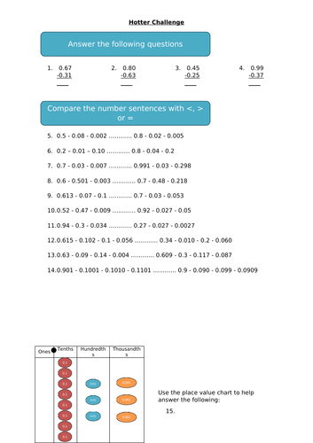 Year 5 Decimals Summer Term: White Rose Maths - Subtracting Decimals ...