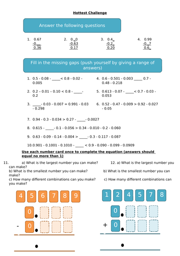 Year 5 Decimals Summer Term: White Rose Maths - Subtracting Decimals ...