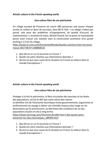 IMPROVED A Level French Speaking Exam Preparation - Year 12 Topics ...