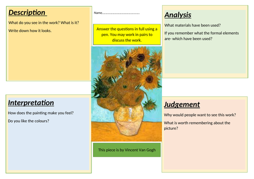 Vincent Van Gogh sunflowers | Teaching Resources