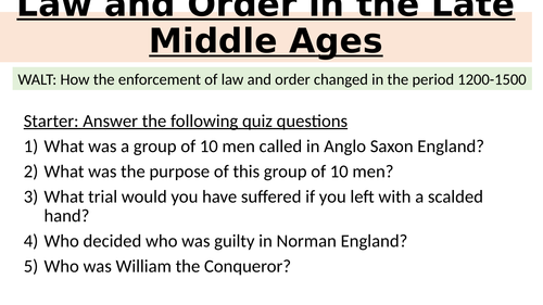 Edexcel Crime and Punishment Unit 1: Anglo Saxons-Later Middle Ages ...