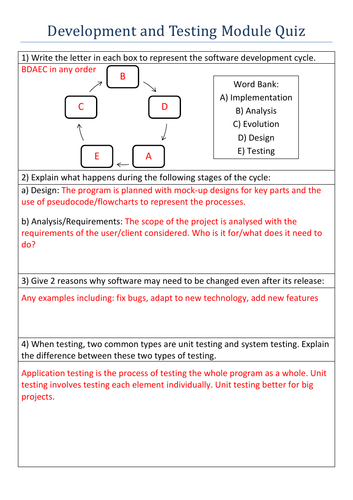 GCSE Computer Science Module Quiz - Development, Testing and Errors ... GCSE Computer Science Module Quiz - Development, Testing and Errors ...