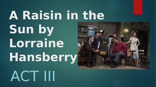 A Raisin in the Sun Analysis of Act 3 - KS5 Eng Lang & Lit | Teaching ...