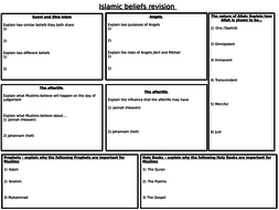 Islamic beliefs and practices A3 revision sheets | Teaching Resources
