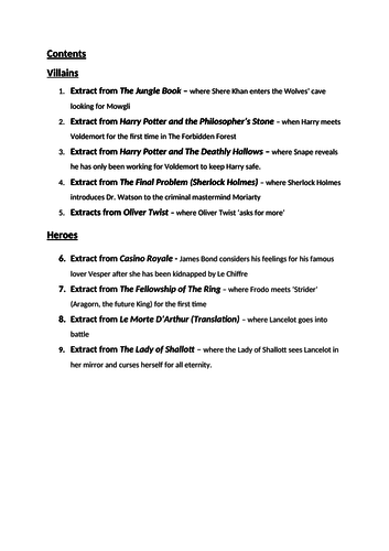 30+ MOCK LANGUAGE AQA Qs - Heroes and Villains Extracts from Harry ...