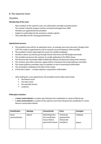 US Supreme Court, Government & Politics, notes, Unit 4C | Teaching ...
