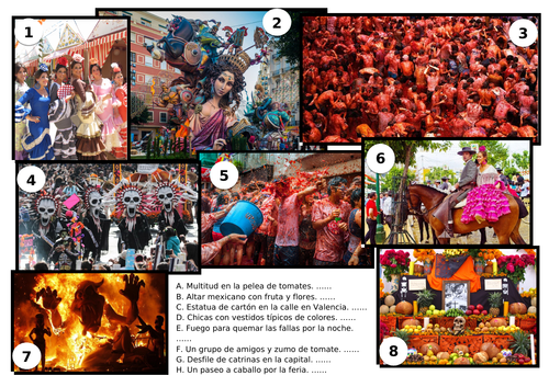 Spanish FESTIVALS POSTER SHEET matchup | Teaching Resources