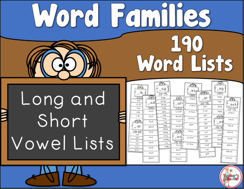 Word Families in Word List Form | Teaching Resources