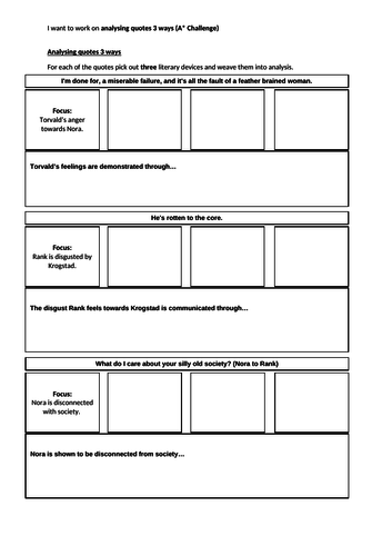 A Doll's House Revision Printables (Adaptable) : Discrete skills focus ...