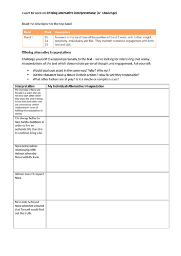 A Doll's House Revision Printables (Adaptable) : Discrete skills focus ...