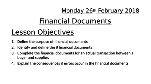 Financial Documents | Teaching Resources