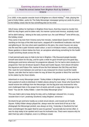 AQA GCSE English Paper Q3: Examining structure in an unseen text ...