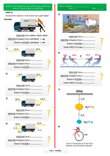 Forces – (Type of Forces) – Revision Worksheet | Teaching Resources